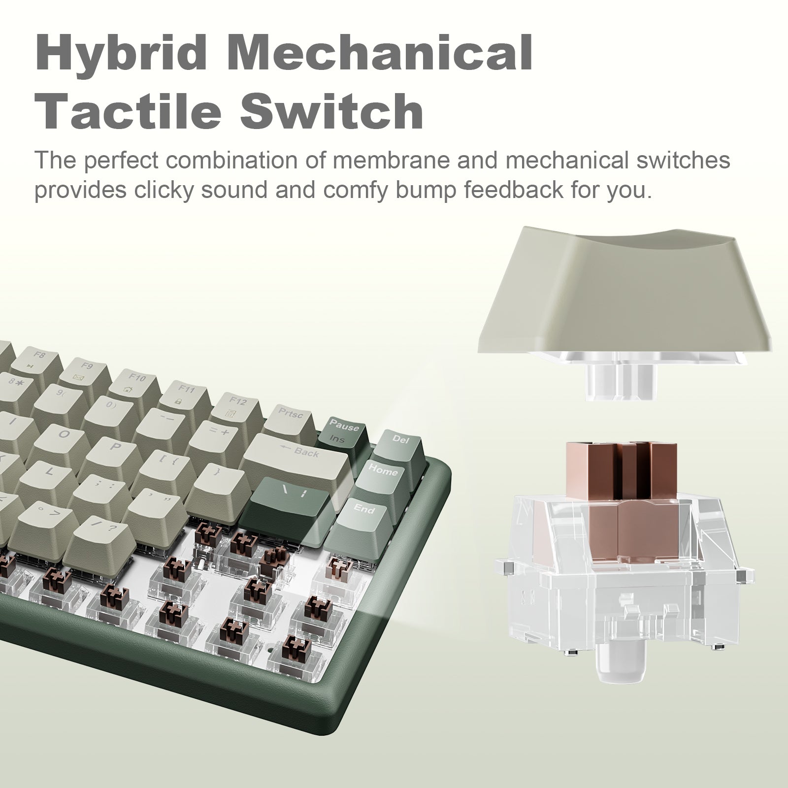 XTREMTEC K201 Wireless Bluetooth Backlit Hybrid Mechanical Keyboard（Wh