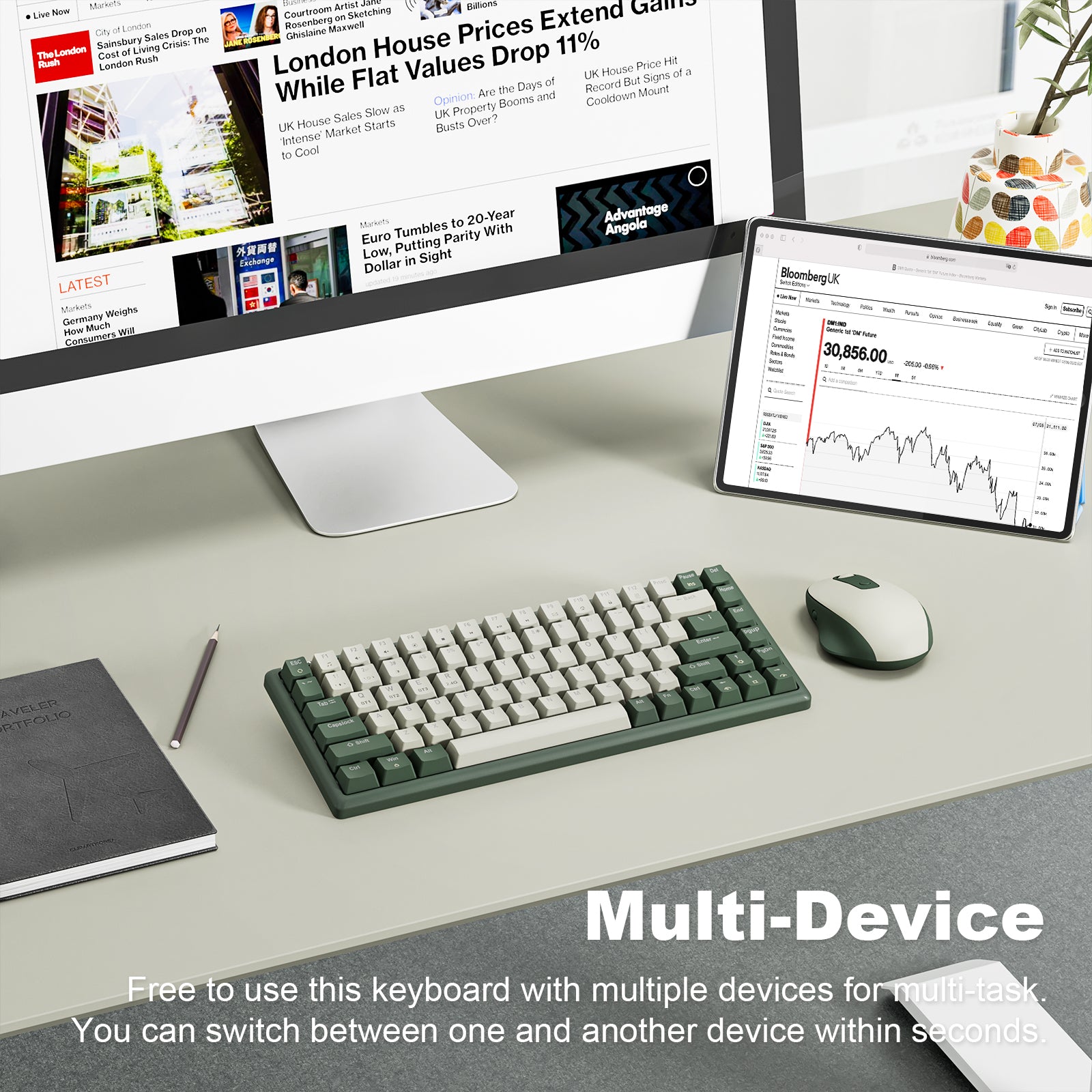 XTREMTEC K201 Wireless Bluetooth Backlit Hybrid Mechanical Keyboard（Wh